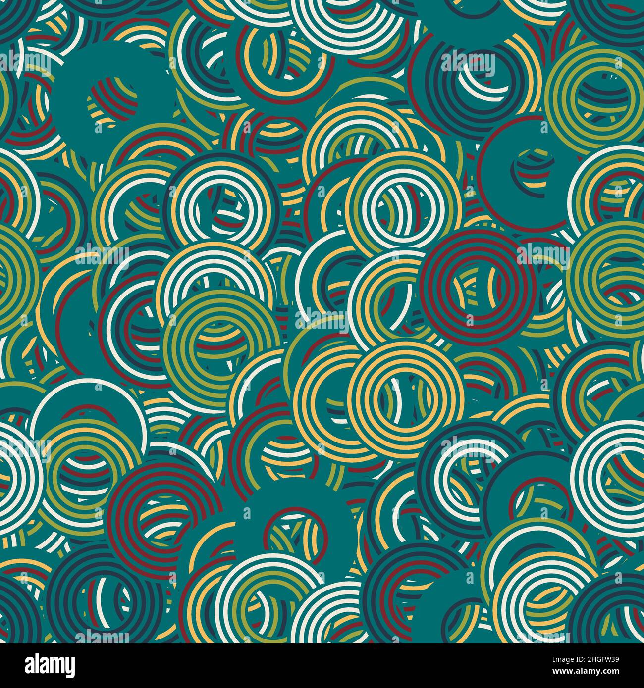 Seamless concentric circle in retro colors dizzy surface pattern design ...