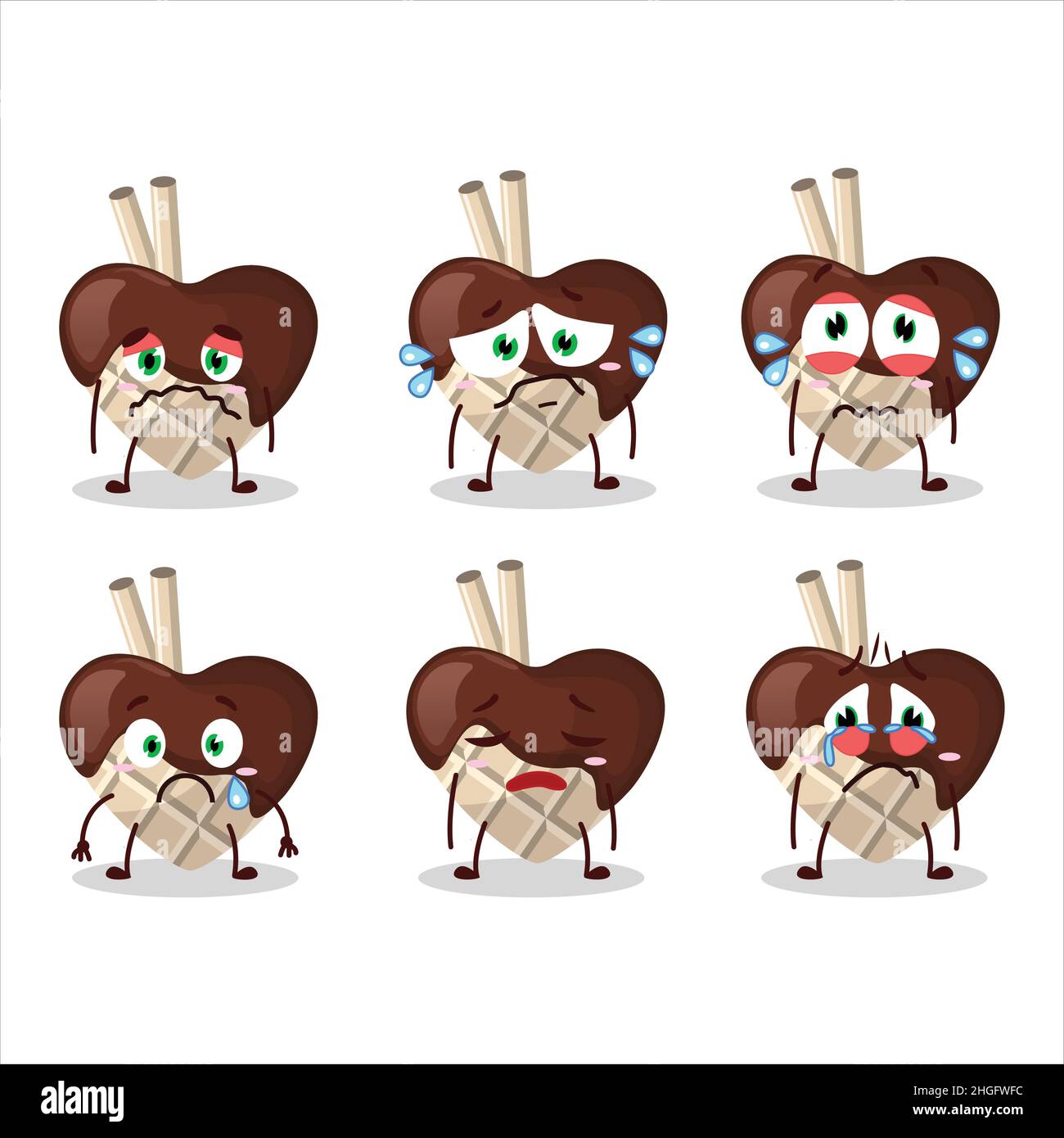 White chocolate love cartoon character with sad expression. Vector ...