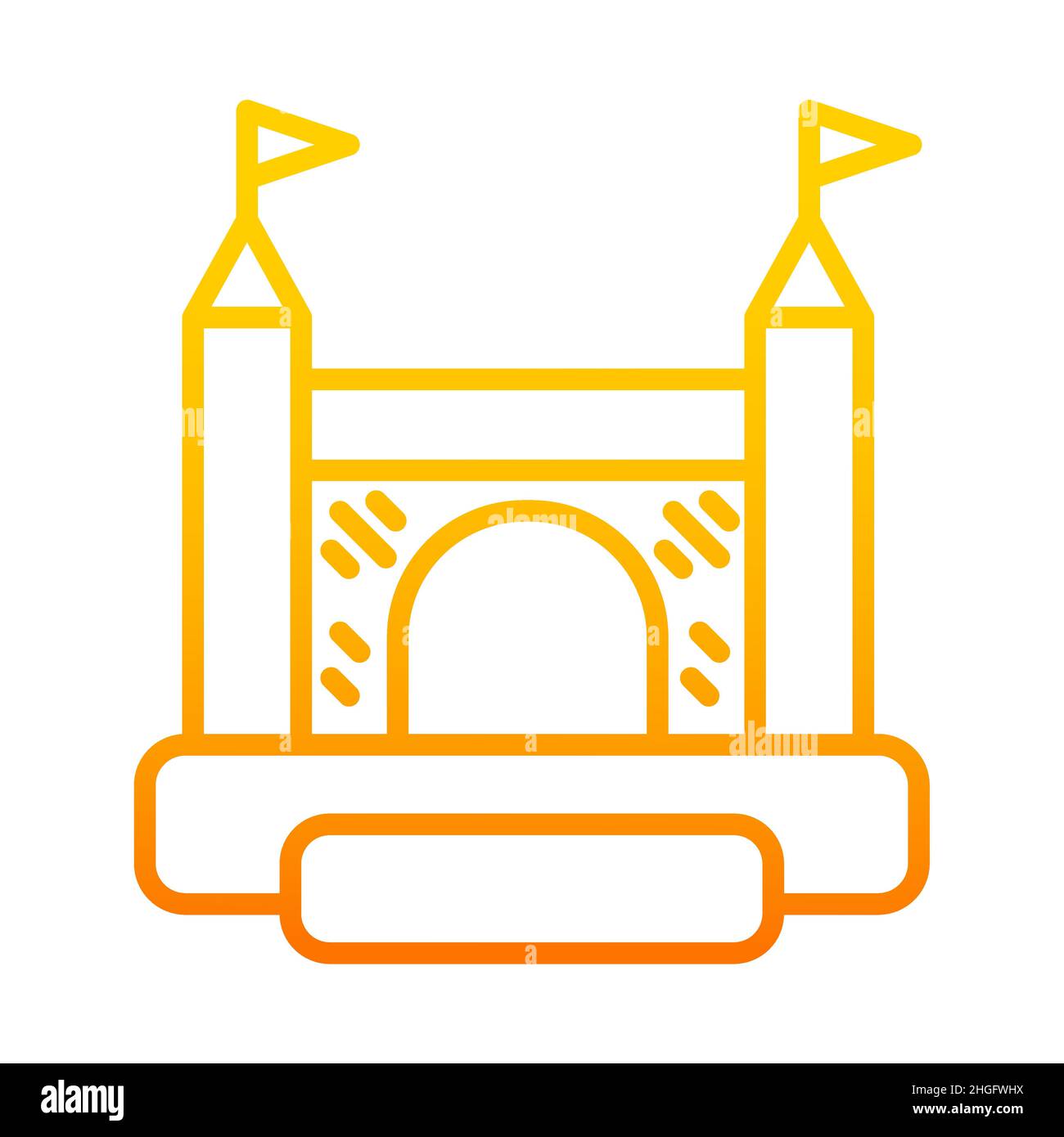 Bouncy castle gradient outline icon. Jumping inflatable house on kids playground. Vector logo ...