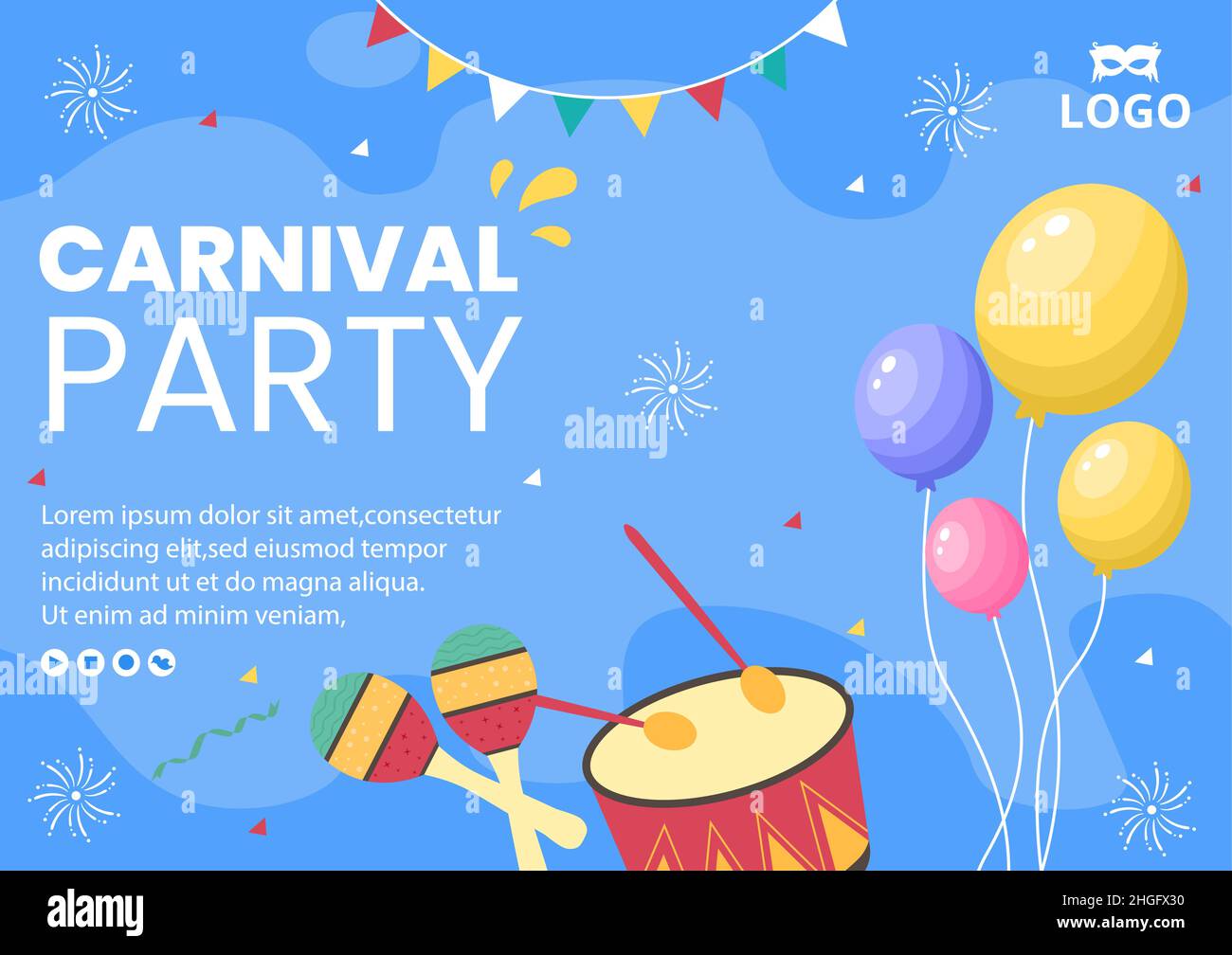 Happy Carnival Celebration Post Template Flat Illustration Editable of ...