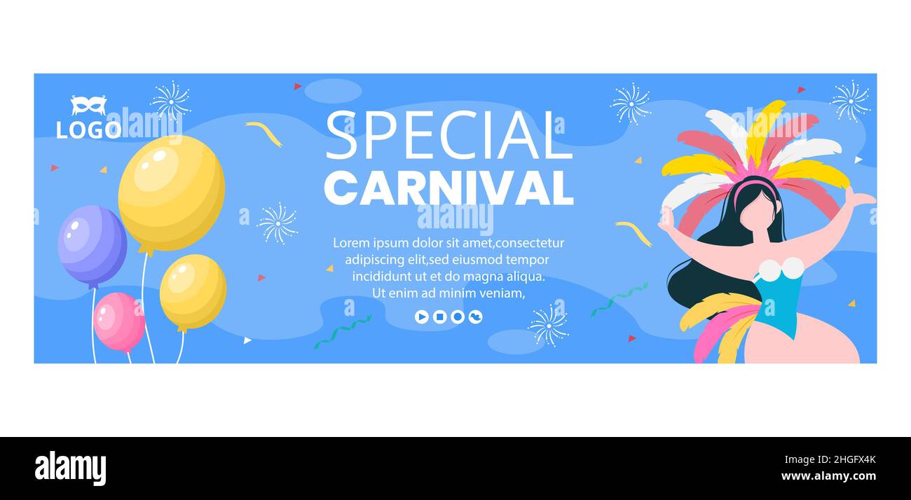 Happy Carnival Celebration Post Template Flat Illustration Editable of ...