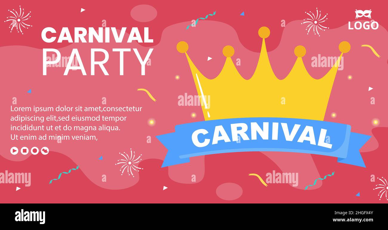 Happy Carnival Celebration Post Template Flat Illustration Editable of ...
