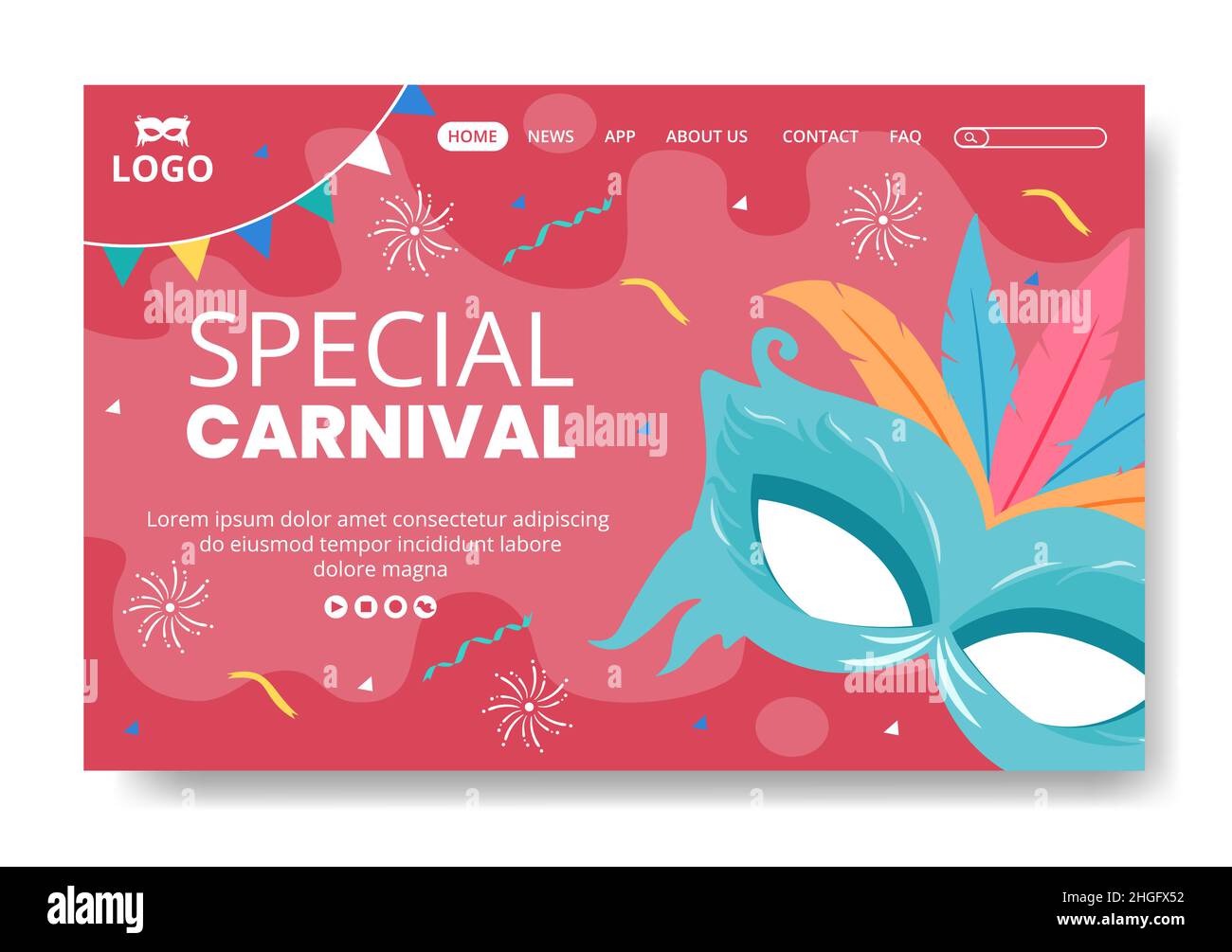 Happy Carnival Celebration Post Template Flat Illustration Editable of ...
