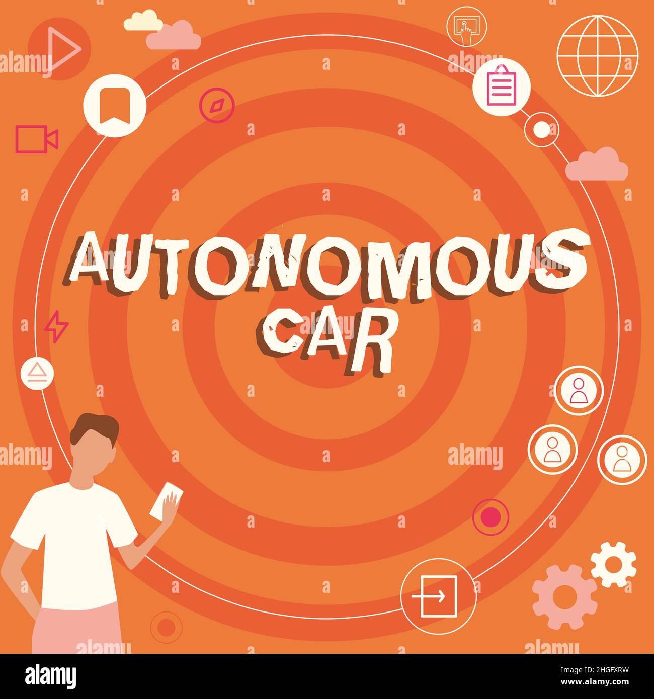 Text Caption Presenting Autonomous Car Business Idea Vehicle That Can Guide Itself Without