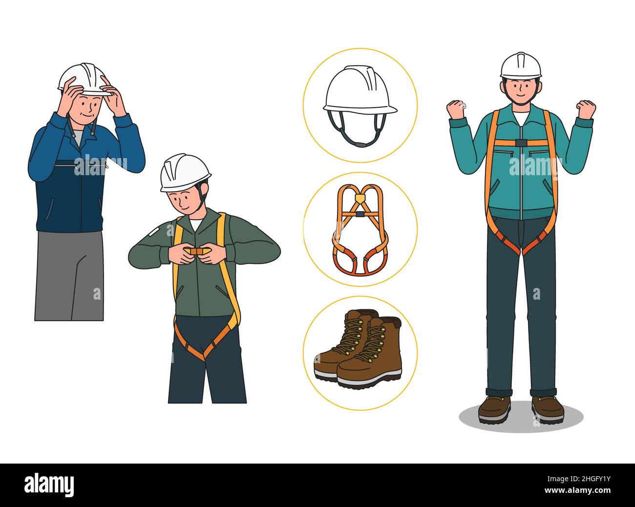 industrial, construction site safety precautions illustration Stock ...