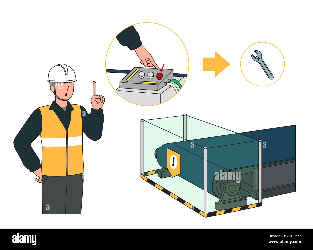 industrial, construction site safety precautions illustration Stock ...