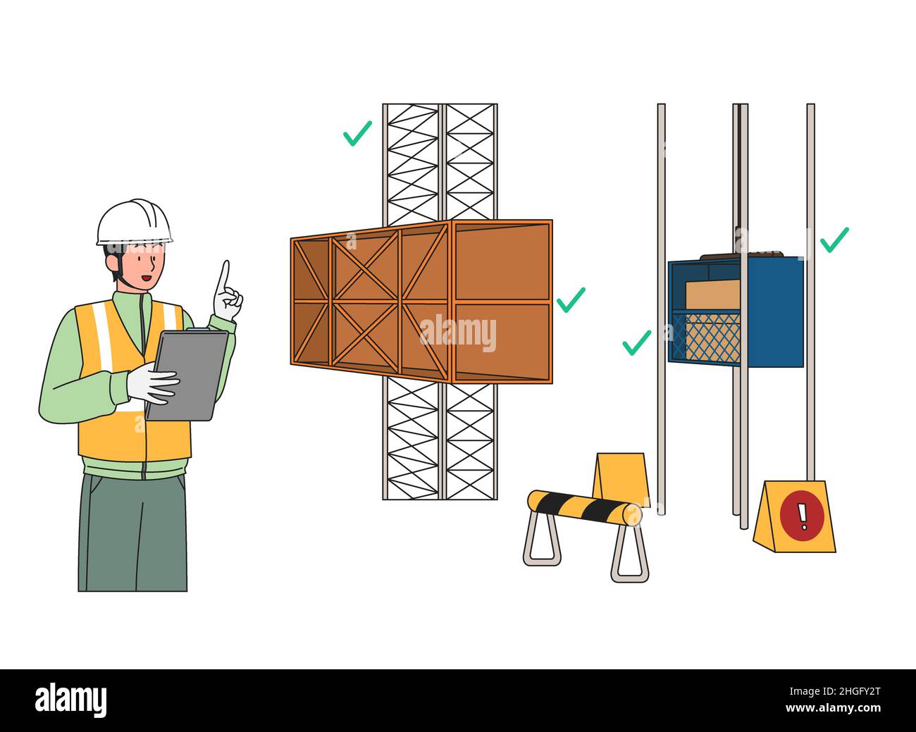 industrial, construction site safety precautions illustration Stock ...