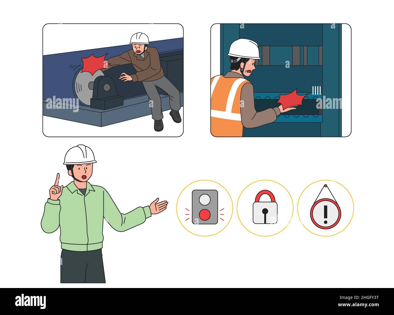 industrial, construction site safety precautions illustration Stock ...