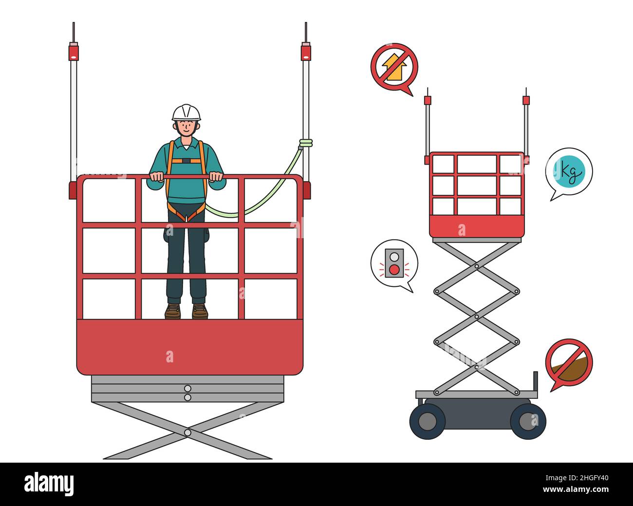 industrial, construction site safety precautions illustration Stock ...