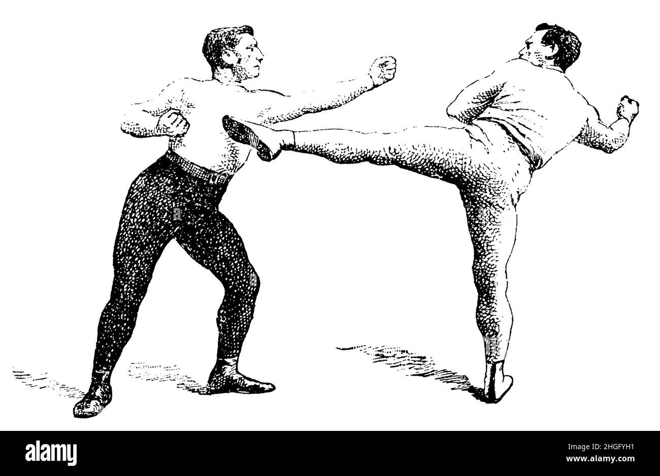 Boxing: Toe strike during figure punch, , (encyclopedia, 1910), Boxen ...
