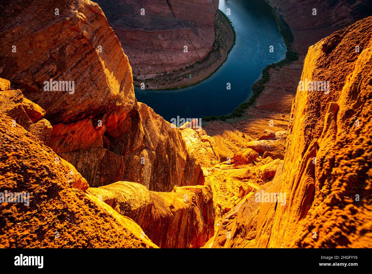 Horseshoe Band on Grand Canyon. Colorado river at adventure place Stock ...