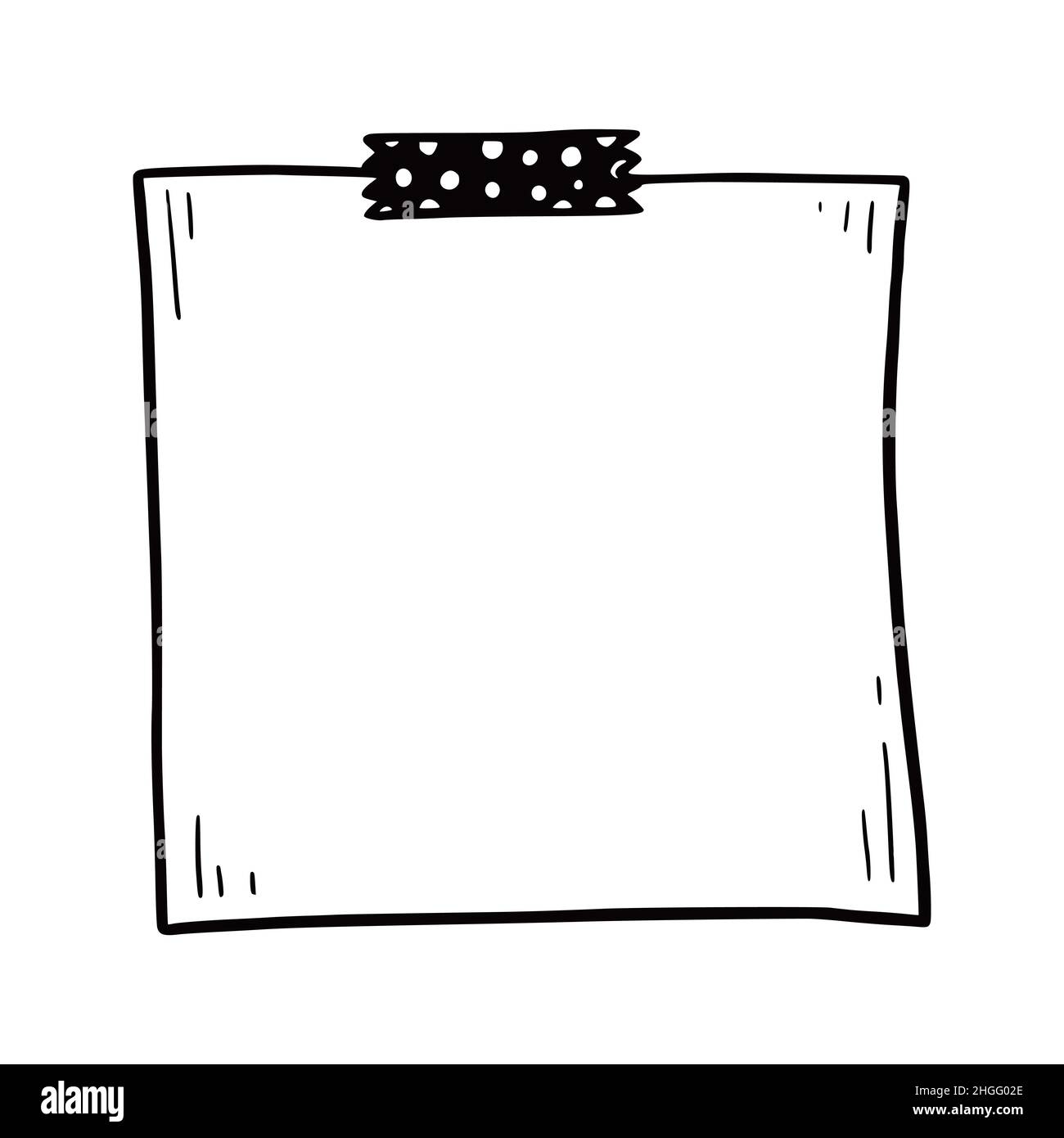 Hand drawn paper memo sticky. Doodle sketch style. Reminder paper ...