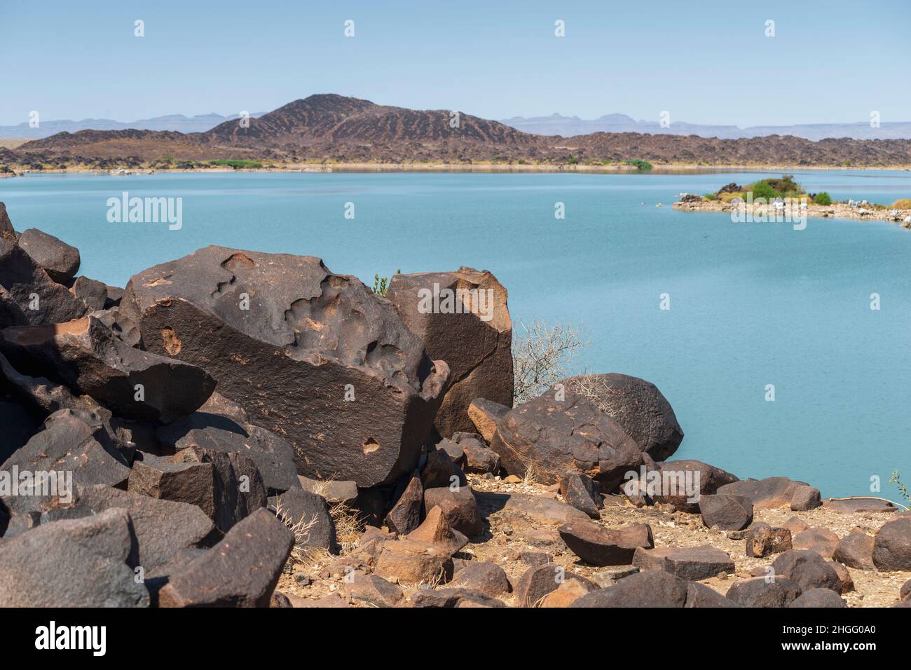 Naute Dam water reserve by sunny day in Namibia Stock Photo - Alamy
