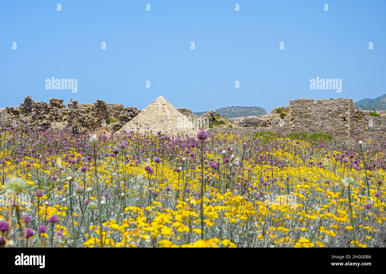 Pyramid shaped building inside Methoni Castle, Greece Stock Photo - Alamy