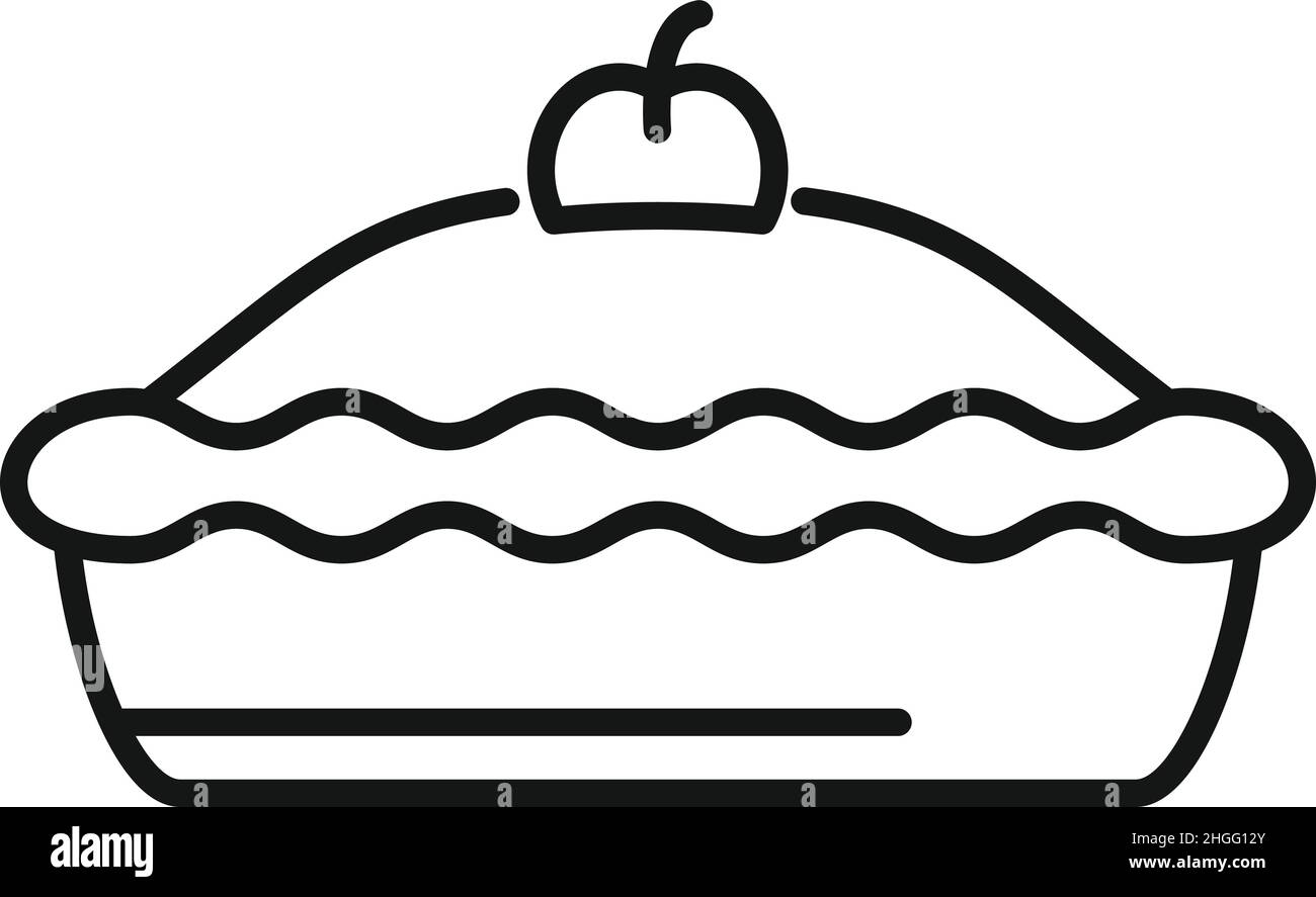 Cute apple pie icon outline vector. Cake dessert. Fruit tart Stock ...