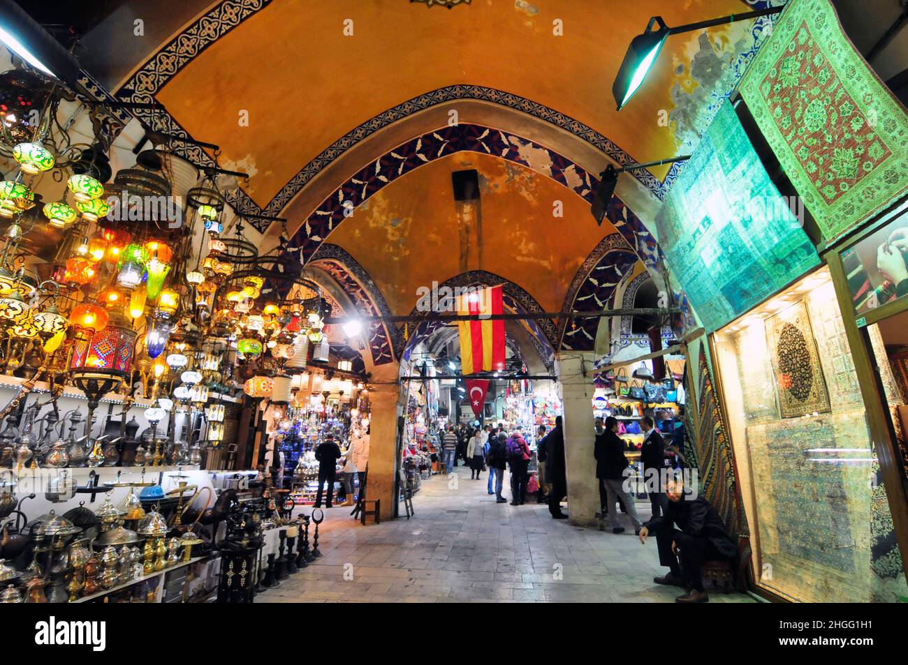 The colorful and vibrant Grand Bazaar in Istanbul, Turkey Stock Photo ...
