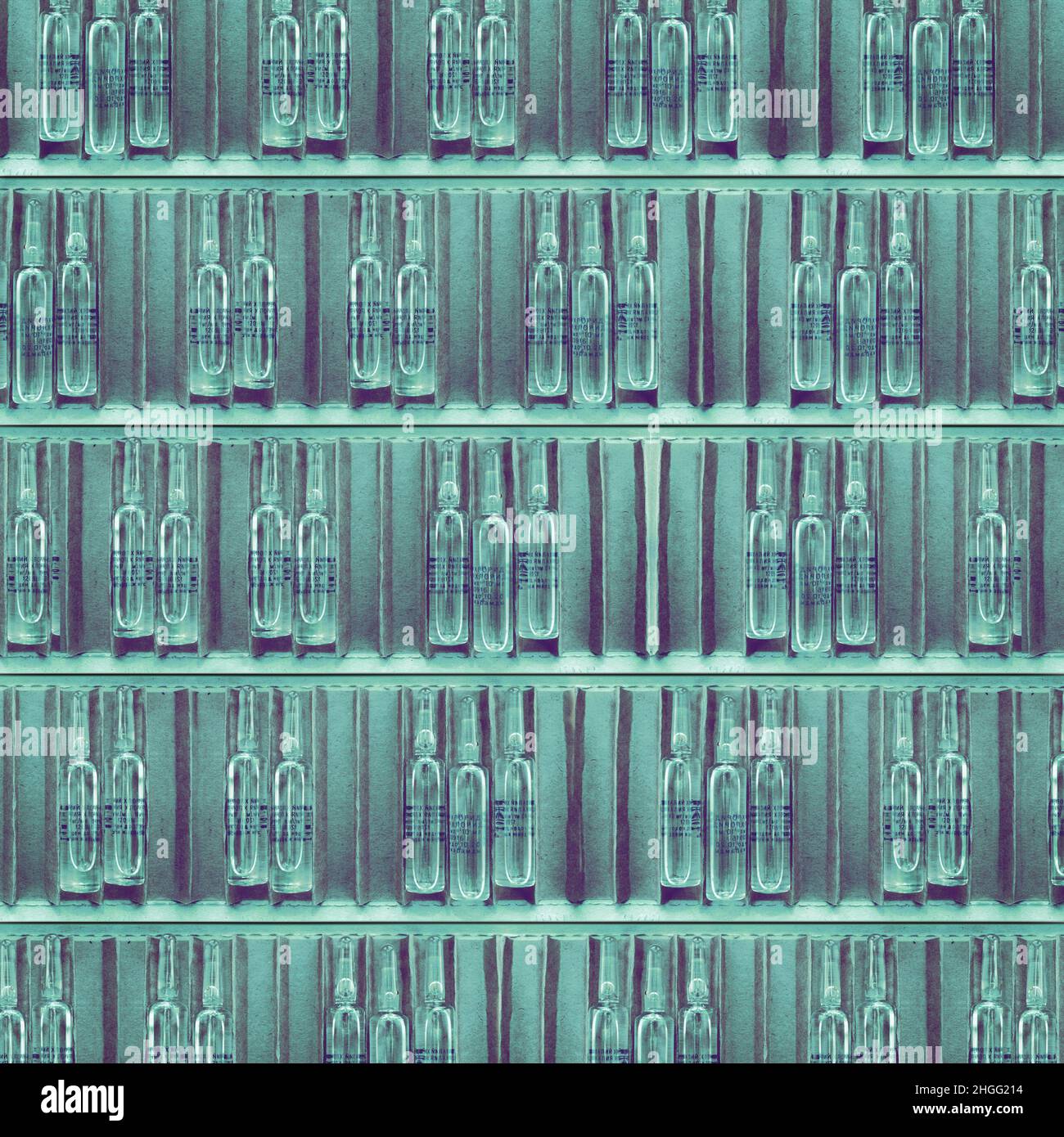 Rows of open cardboard packs of drug vials Stock Photo - Alamy