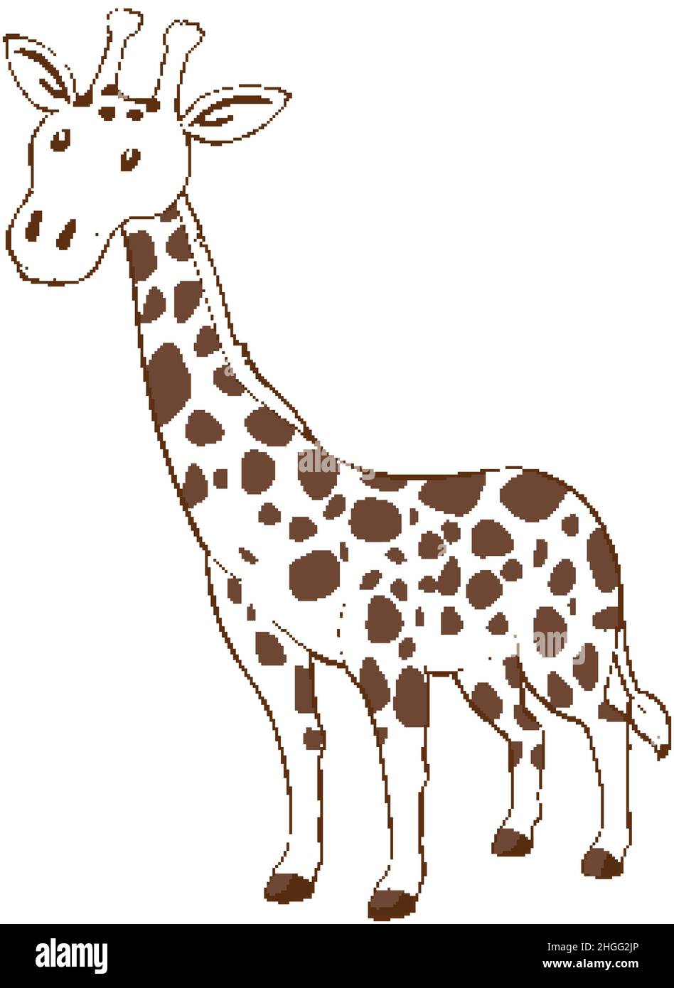 Giraffe in doodle simple style on white background illustration Stock ...