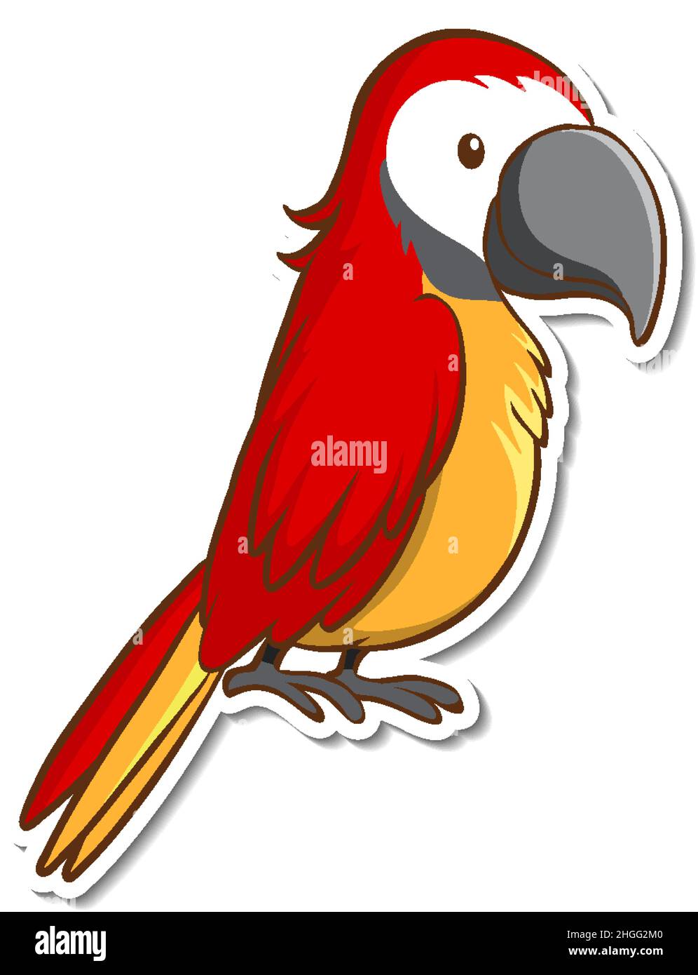 Cartoon character of a red parrot bird sticker illustration Stock ...