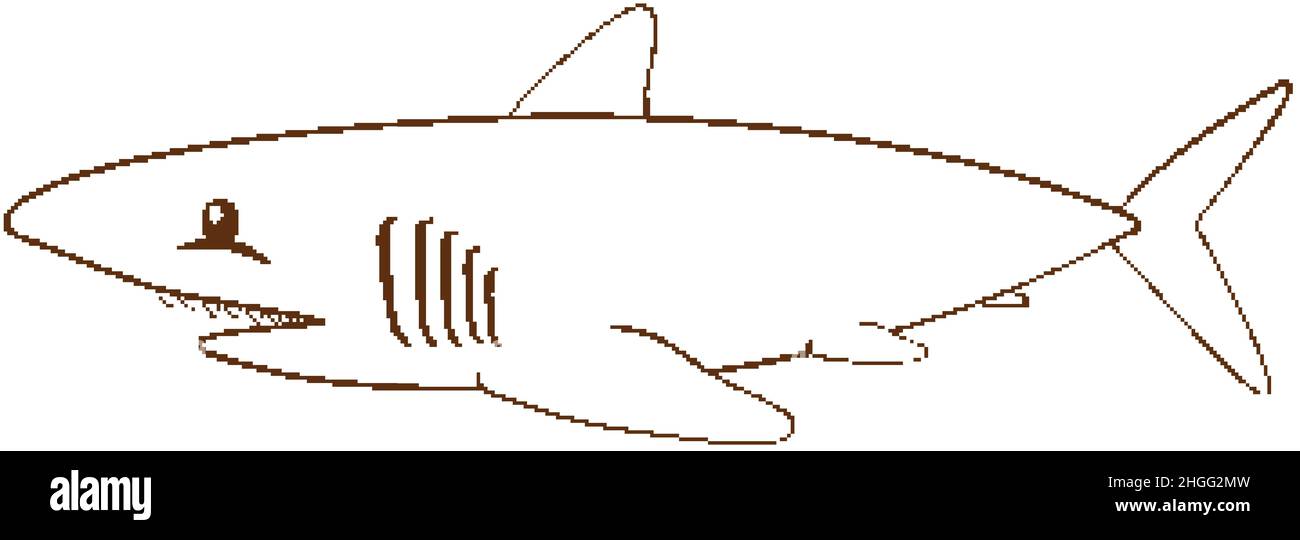 Shark in doodle simple style on white background illustration Stock ...