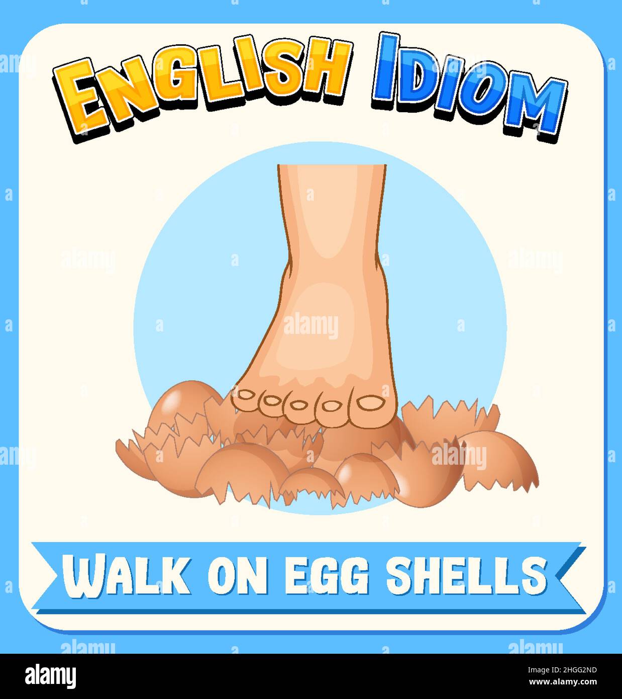 English idiom with picture description for walk on egg shells illustration Stock Vector Image ...