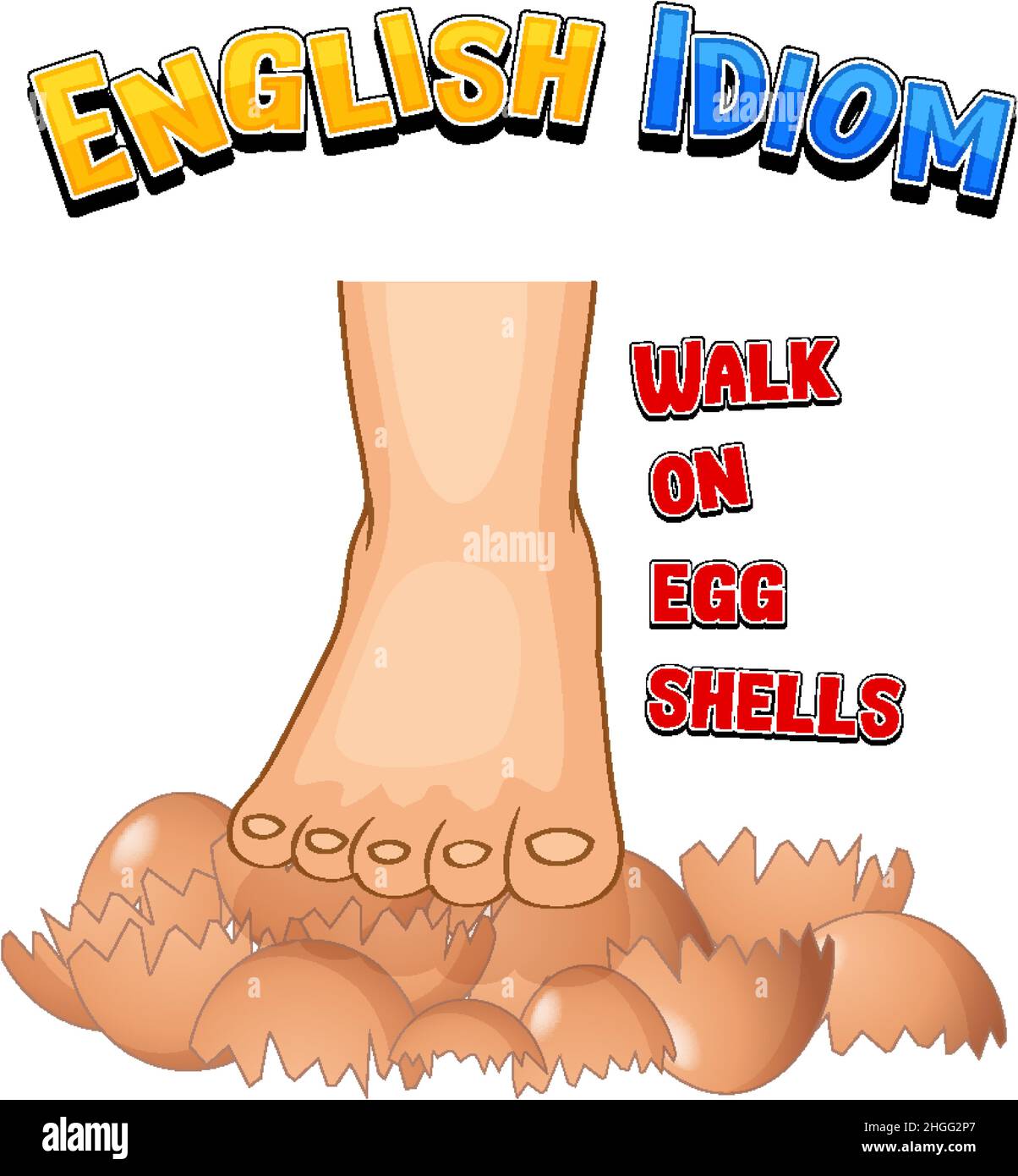 English idiom with walk on egg shells illustration Stock Vector Image & Art - Alamy