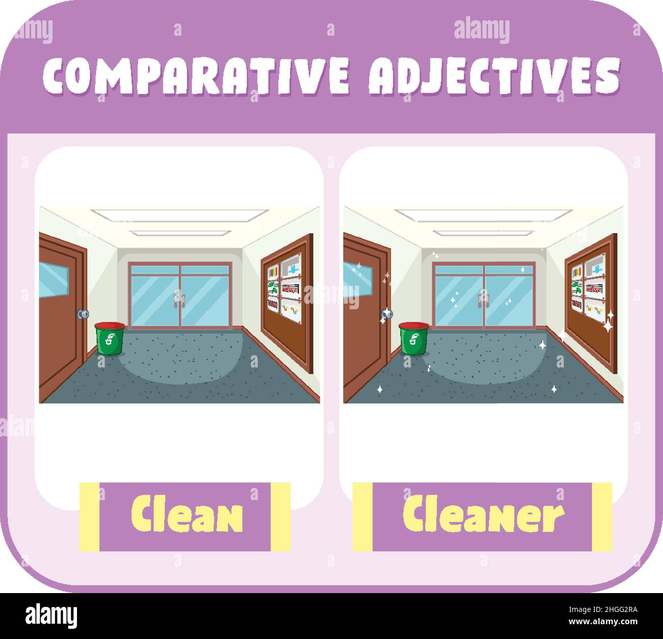 Comparative Adjectives for word clean illustration Stock Vector Image ...