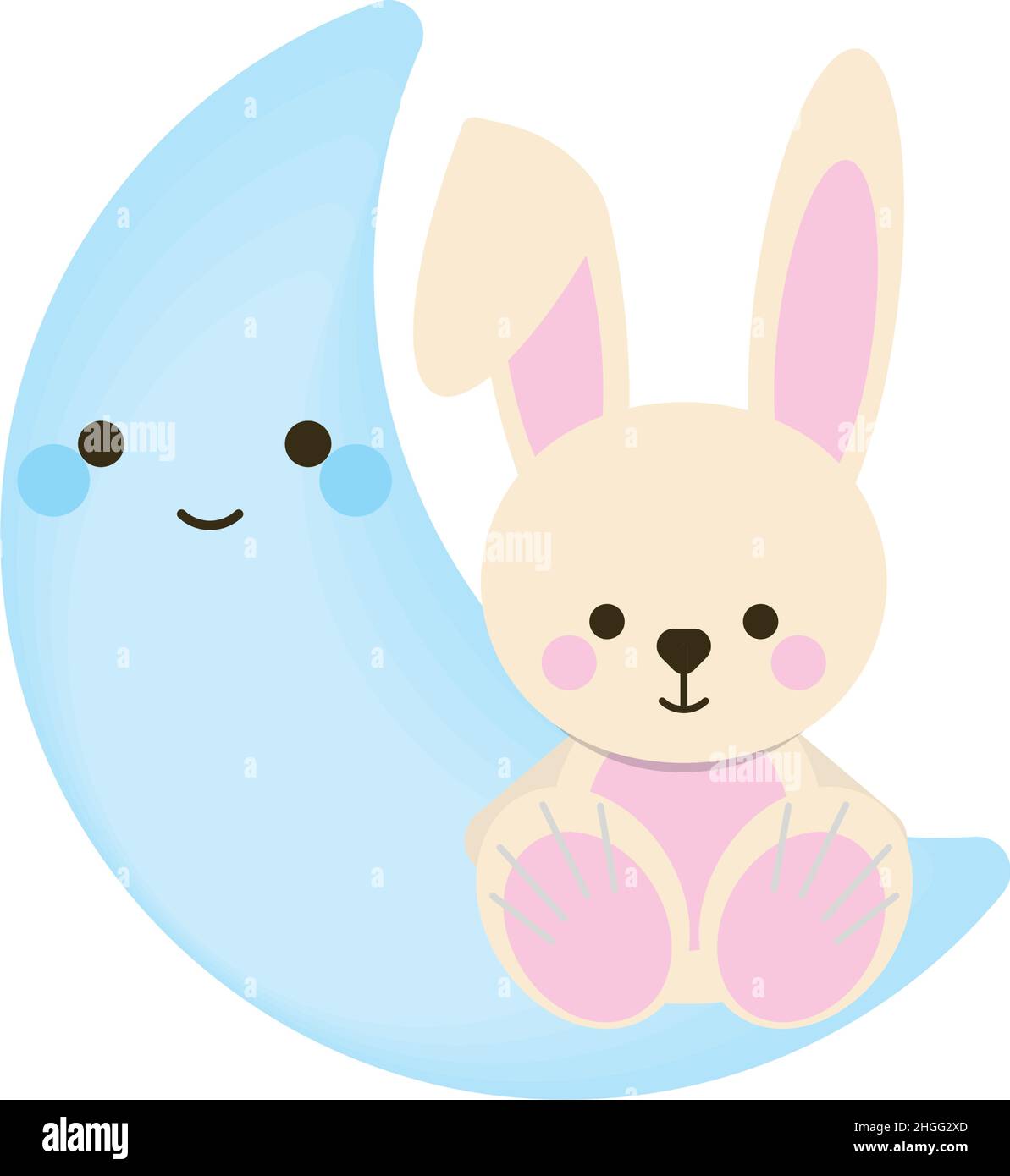 cute rabbit on moon Stock Vector Image & Art - Alamy