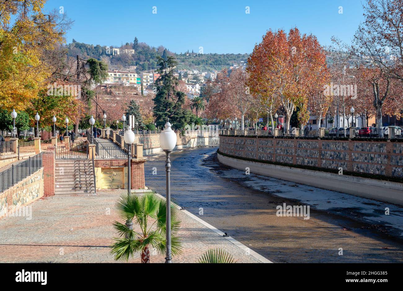 Granada, Spain - December 25 2014: View of Genil River, the main ...