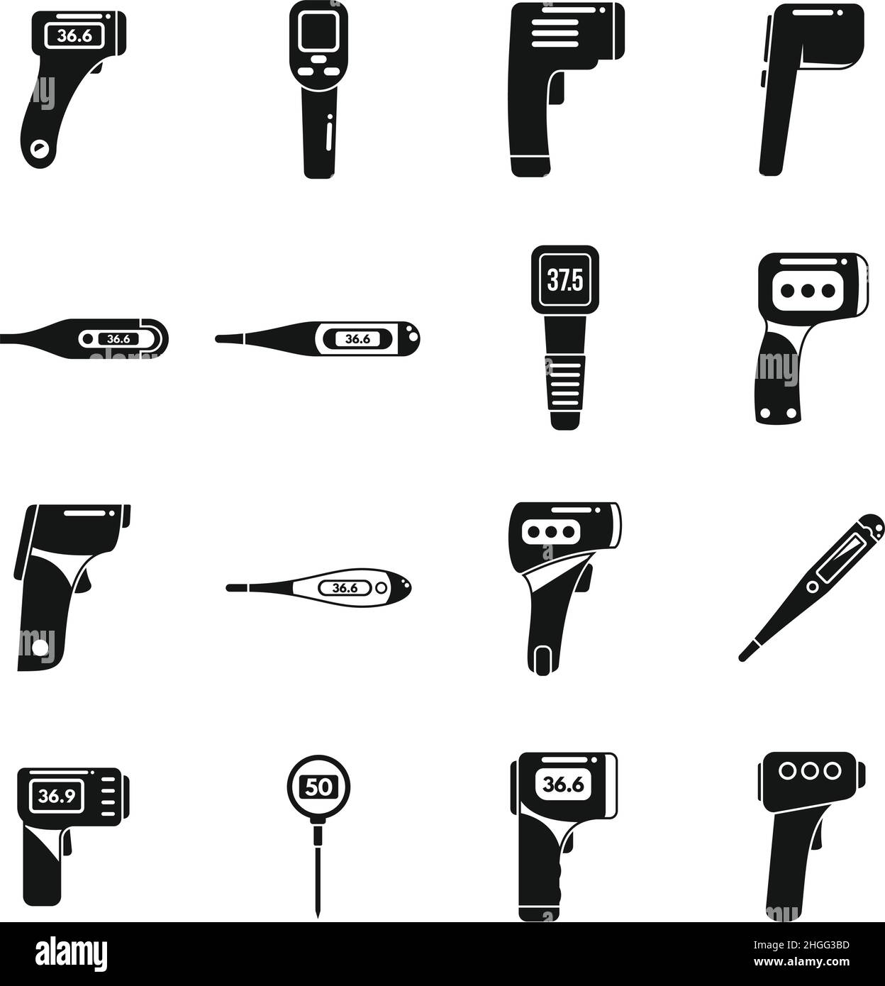 Digital thermometer icons set simple vector. Digital medical ...