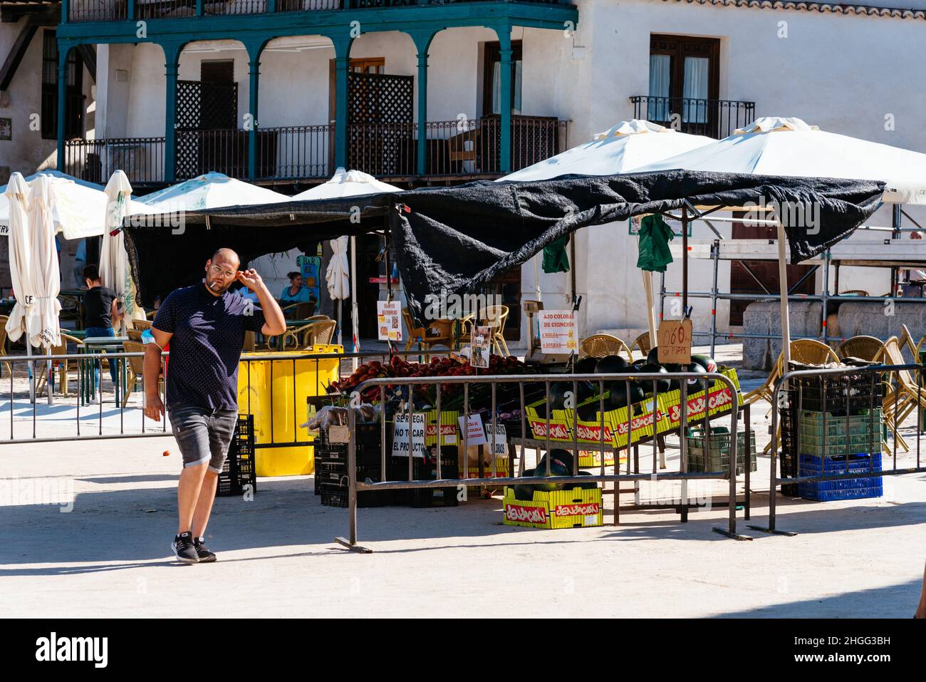 Chinchon, Spain - June 26, 2021: Street market in the Plaza Mayor of ...