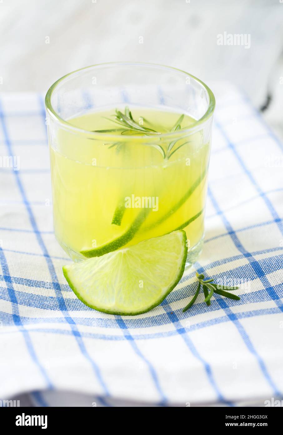 lime lemonade on wooden background Stock Photo - Alamy