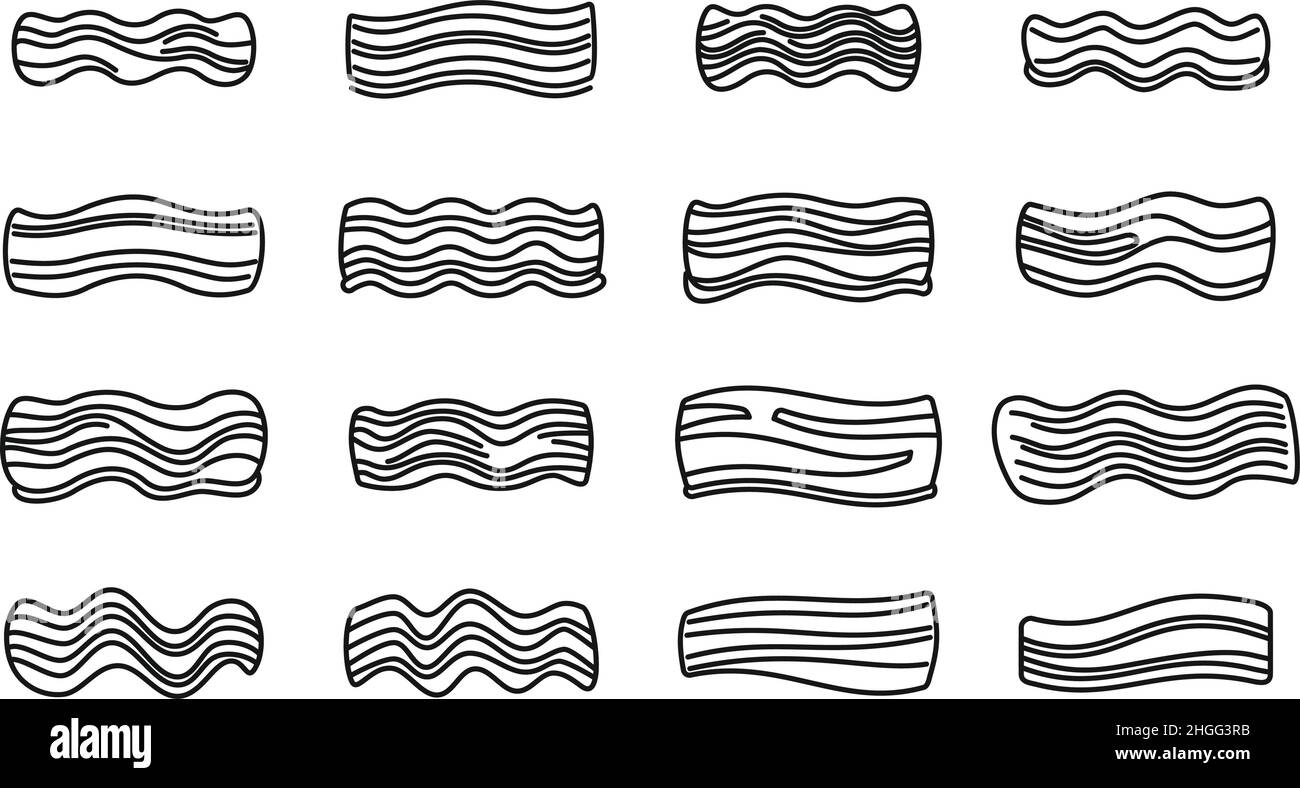 Bacon icons set outline vector. Meet food. Fresh beef Stock Vector ...