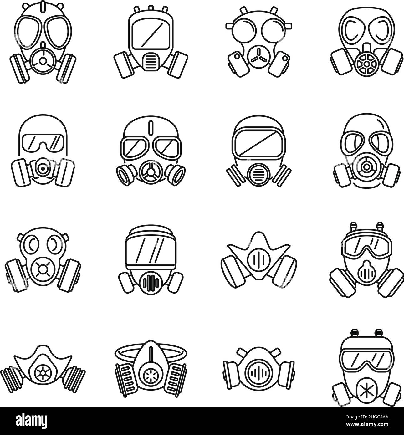 Gas mask icon outline vector. Air pollution. Safety respirator Stock ...