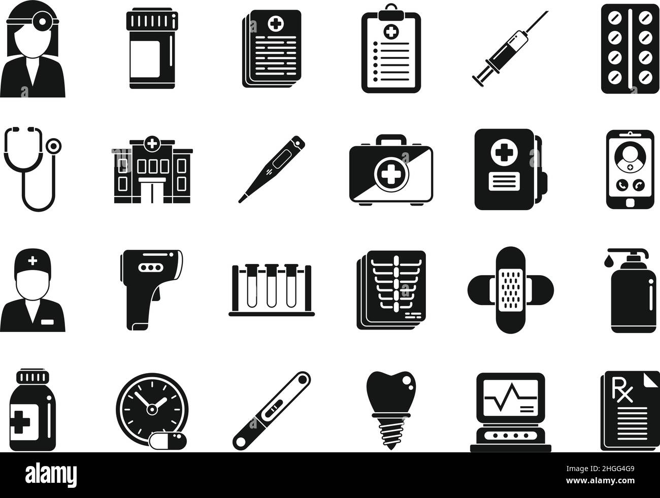 Family doctor icons set simple vector. Hospital health. Medicine care ...
