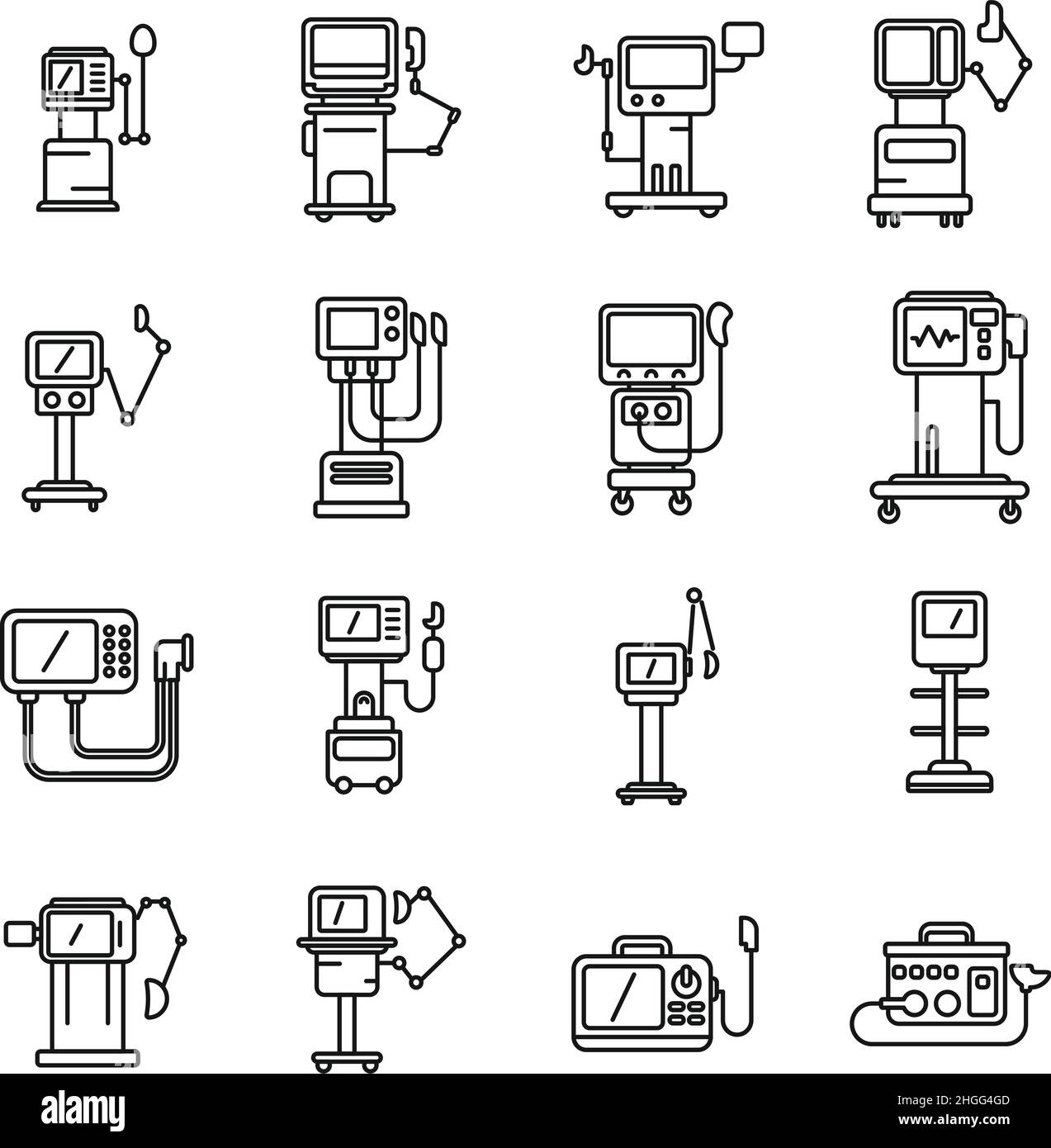 Ventilator Medical Machine icons set outline vector. Air ventilator ...
