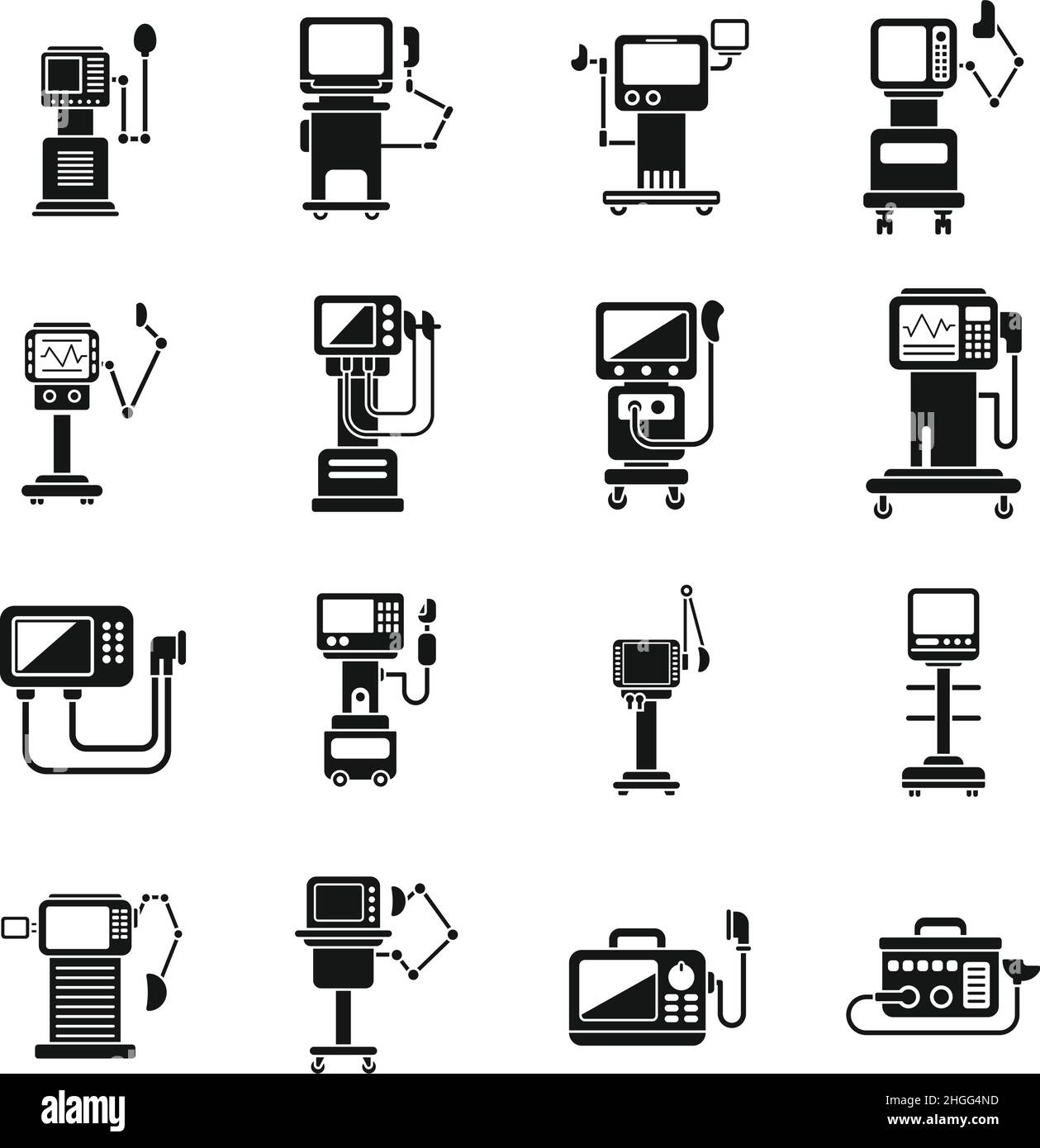 Ventilator Medical Machine icons set simple vector. Air ventilator ...