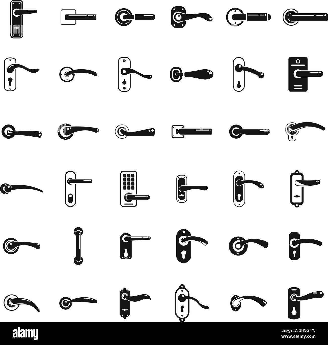 Door handles icons set simple vector. Domestic control. Electric ...
