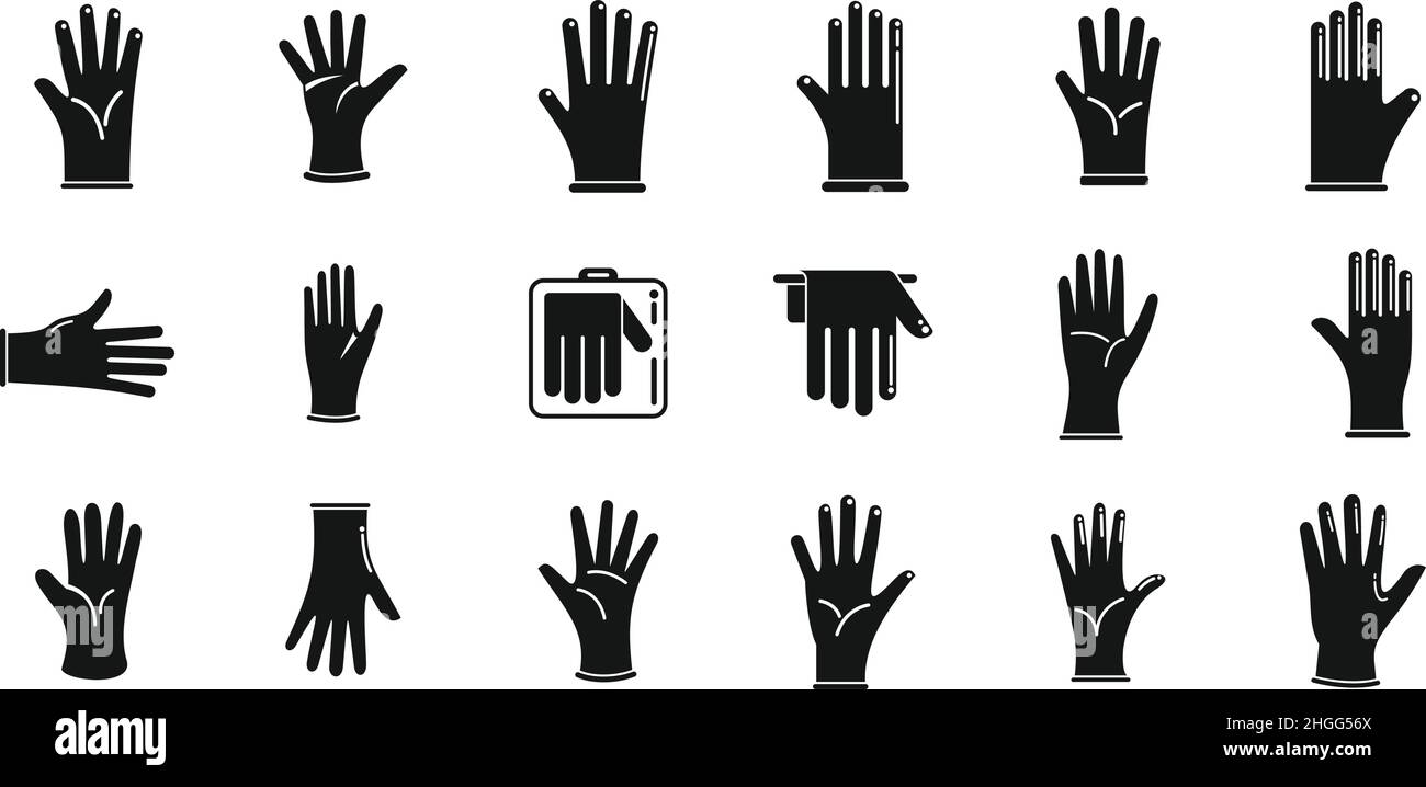 Medical gloves icons set simple vector. Care clinic. Doctor medicine ...