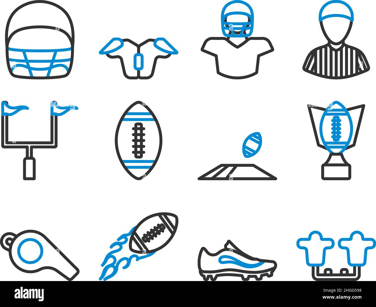 Football Icon Set. Editable Bold Outline With Color Fill Design. Vector ...