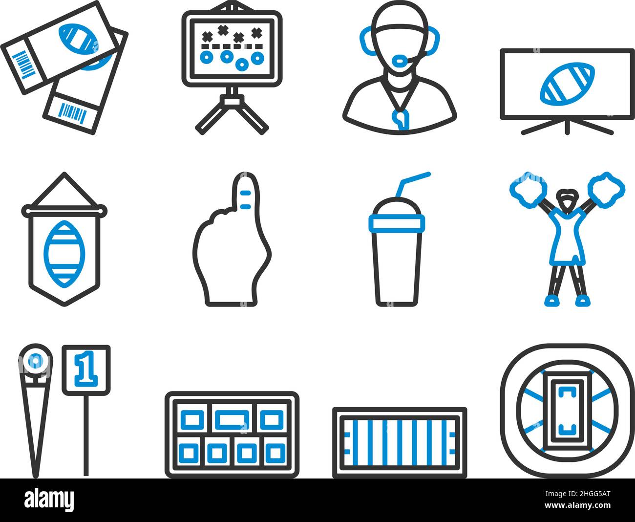 Football Icon Set. Editable Bold Outline With Color Fill Design. Vector ...