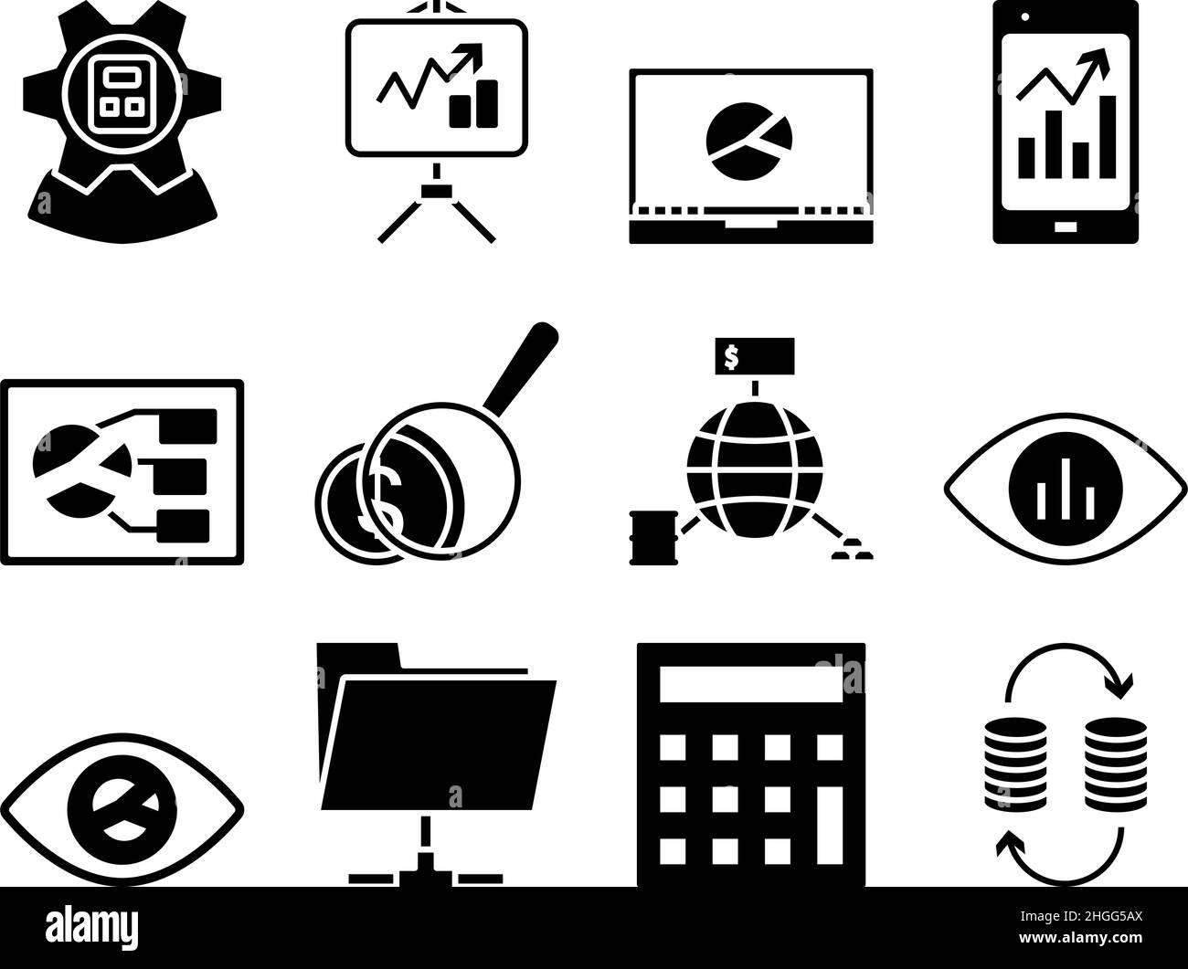 Analytics Icon Set. Fully editable vector illustration. Text expanded ...