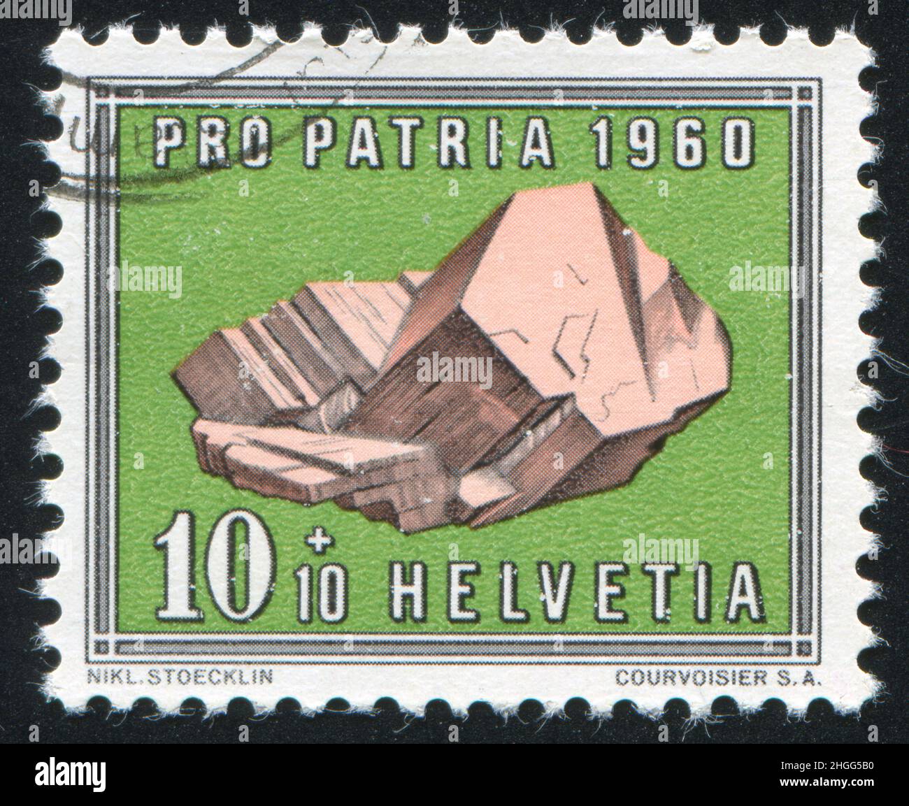 SWITZERLAND - CIRCA 1960: stamp printed by Switzerland, shows Feldspar ...