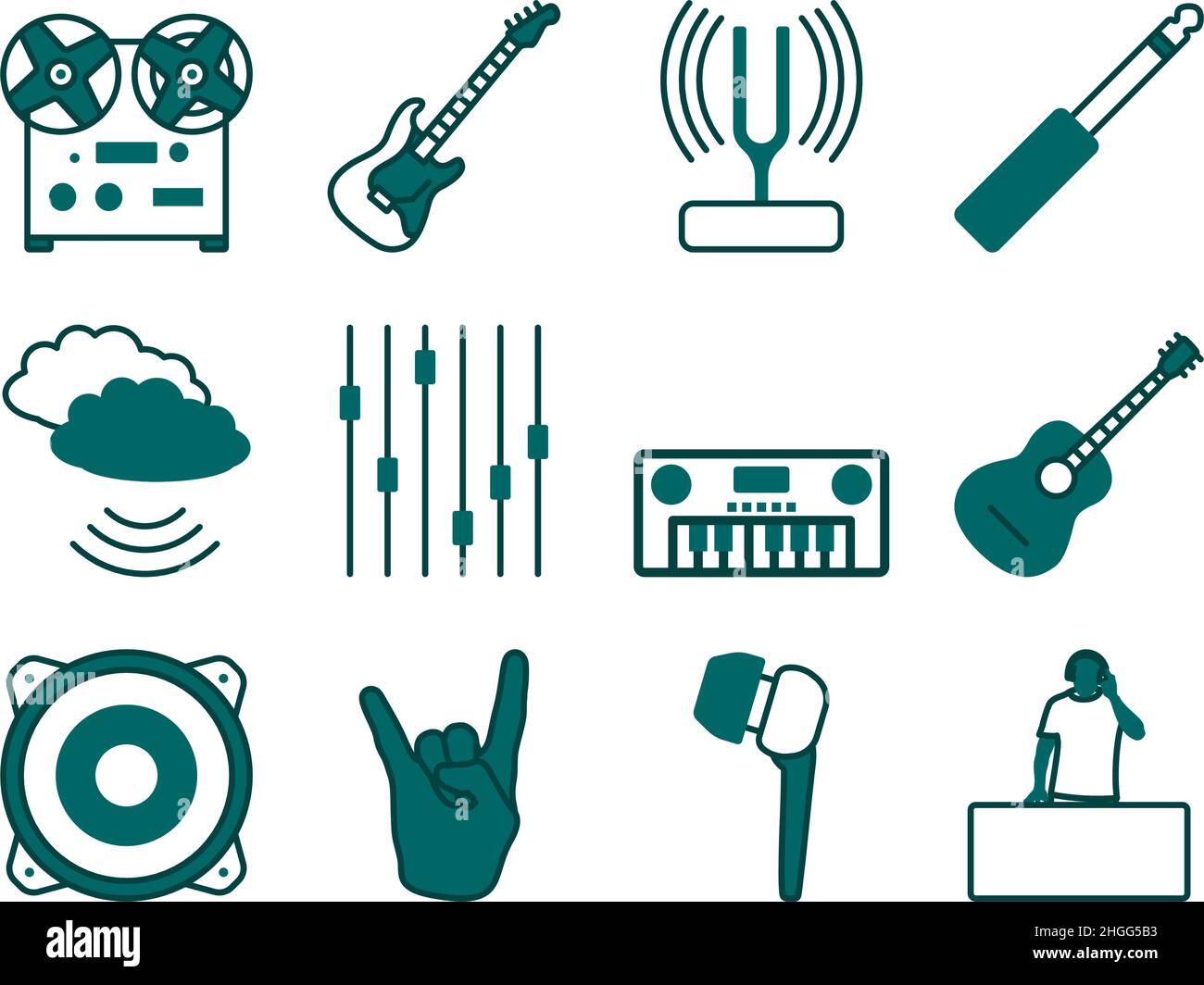 Music Icon Set. Editable Bold Outline With Color Fill Design. Vector ...