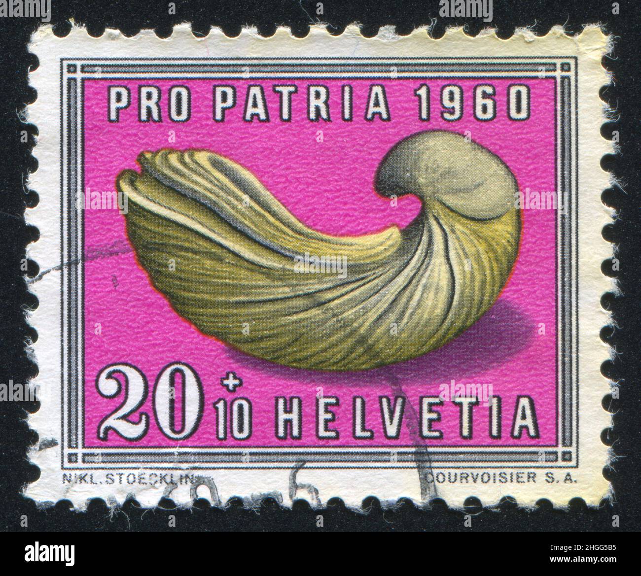 SWITZERLAND - CIRCA 1960: stamp printed by Switzerland, shows Gryphaea ...