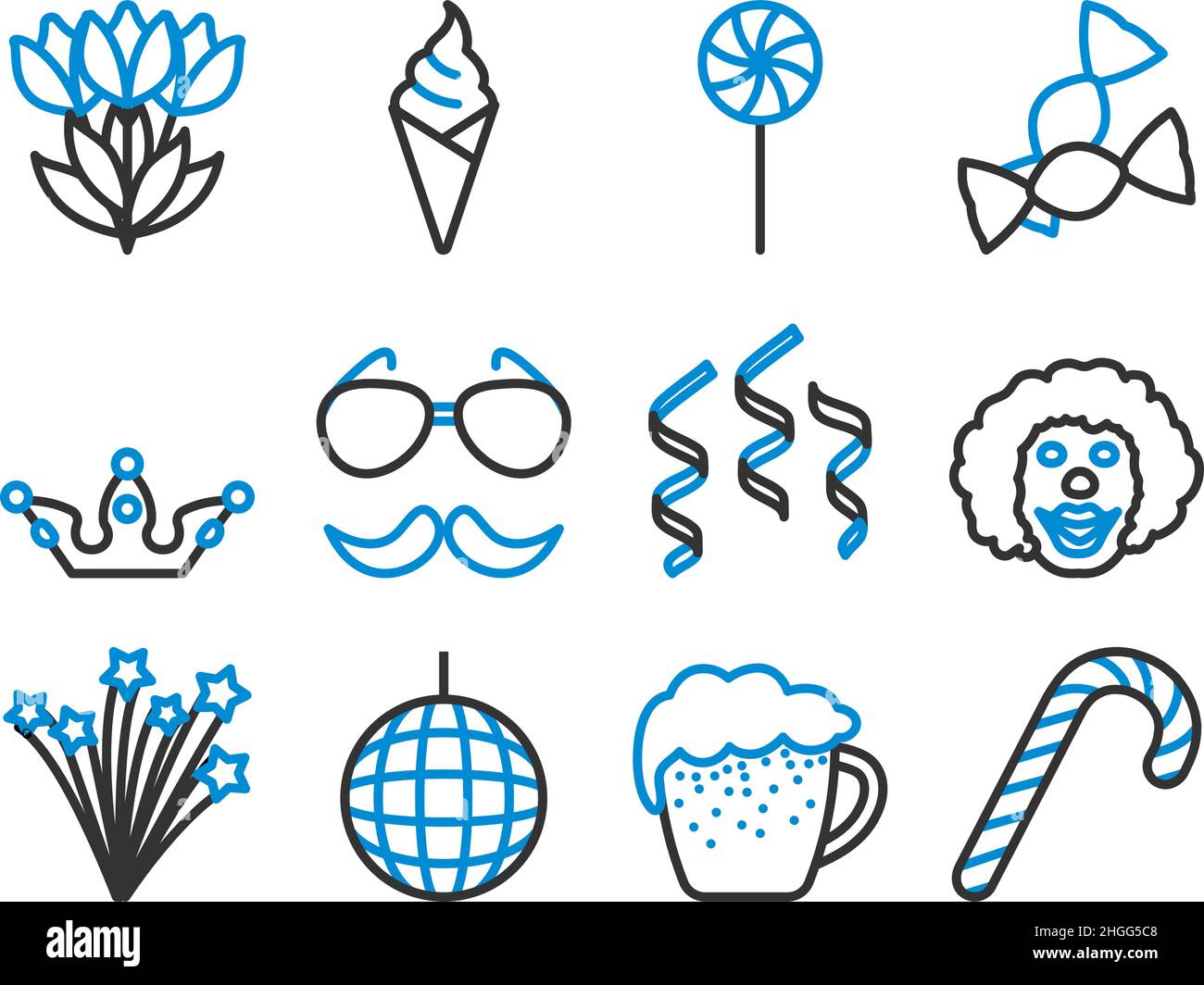 Celebration Icon Set. Editable Bold Outline With Color Fill Design ...