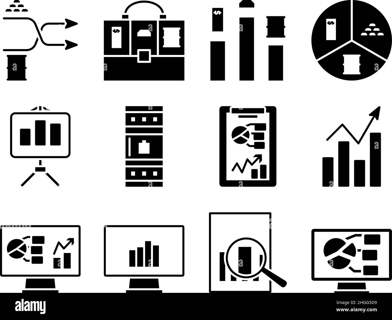Analytics Icon Set. Fully editable vector illustration. Text expanded ...