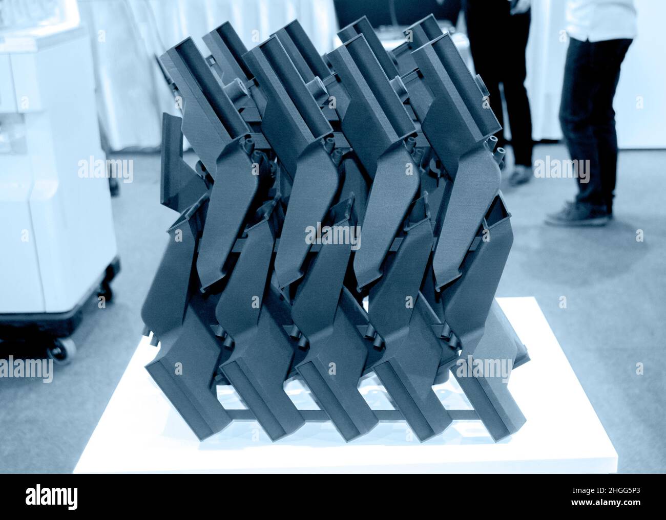 Internal combustion engine prototype printed on 3D printer. close-up ...