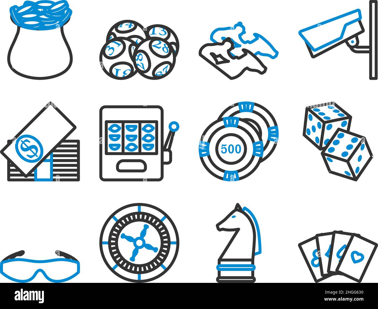 Gambling Icon Set. Editable Bold Outline With Color Fill Design. Vector ...