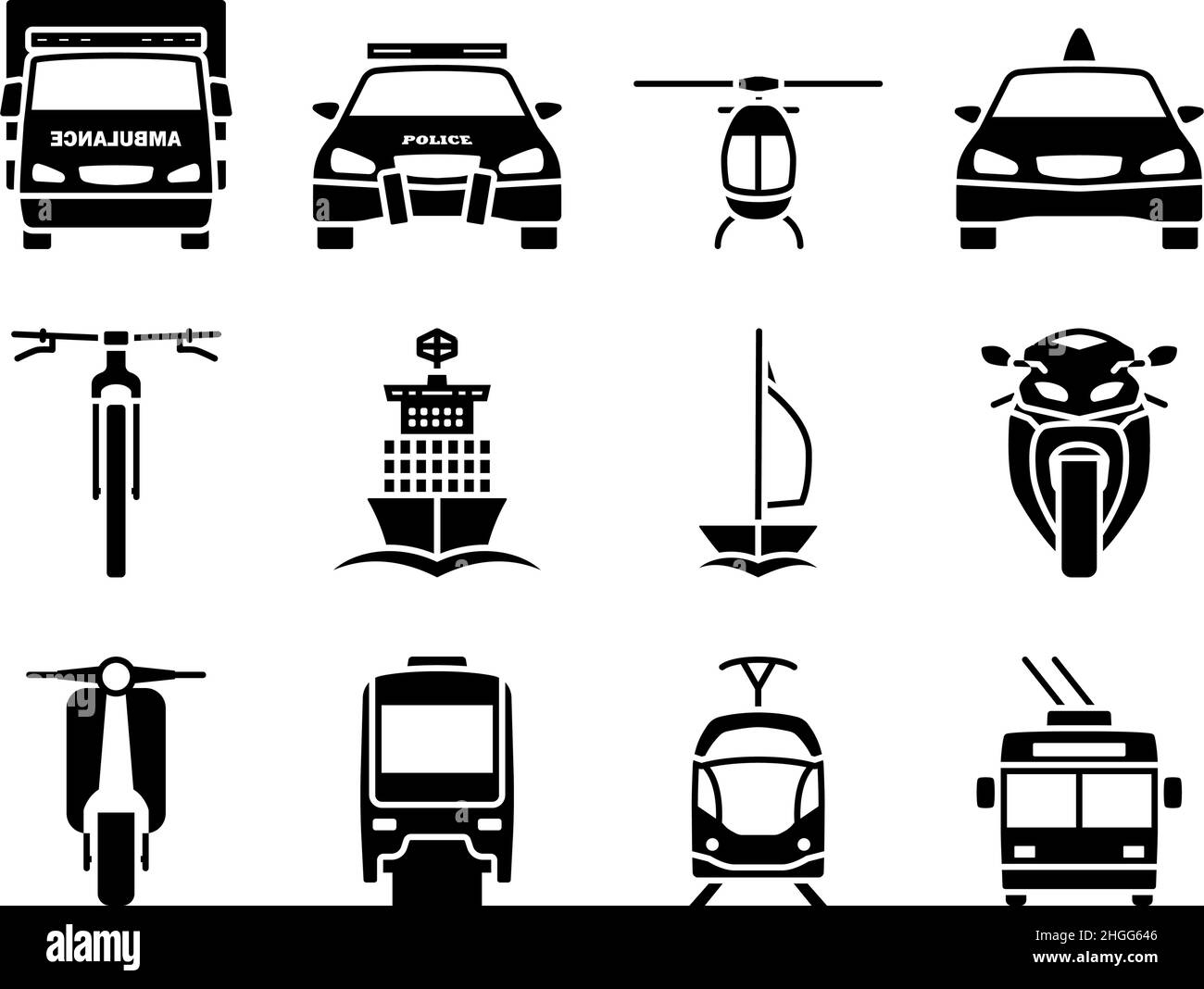 Transport Icon Set. Fully editable vector illustration. Text expanded ...